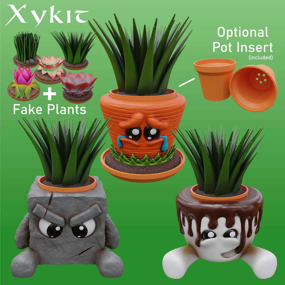 14 Pack Cute Planters & Fake Plants Bundle - 3D printing files – Xykit