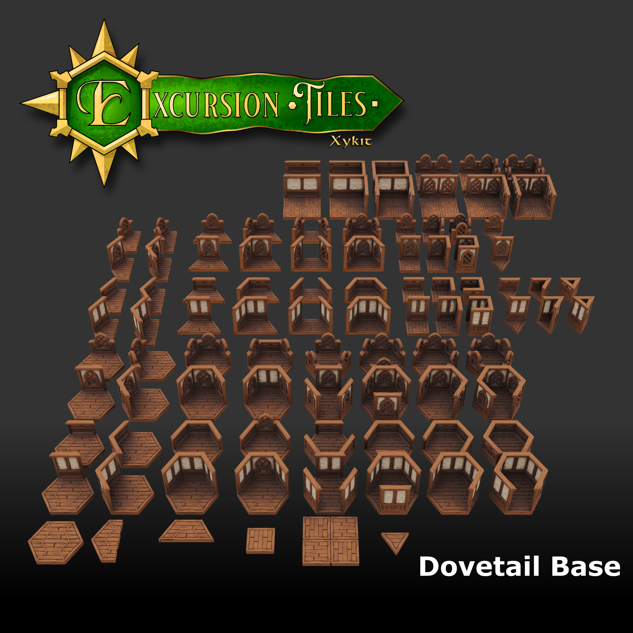DOVETAIL Base Set - Tavern Walls and Wood Floors - Excursion Tiles - 3 ...
