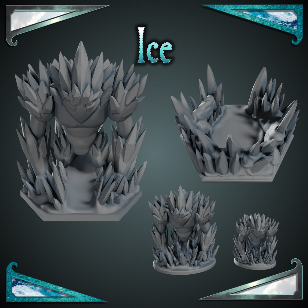 Ice Elemental - Dice Tower, Tray and Miniature - 3D print files – Xykit