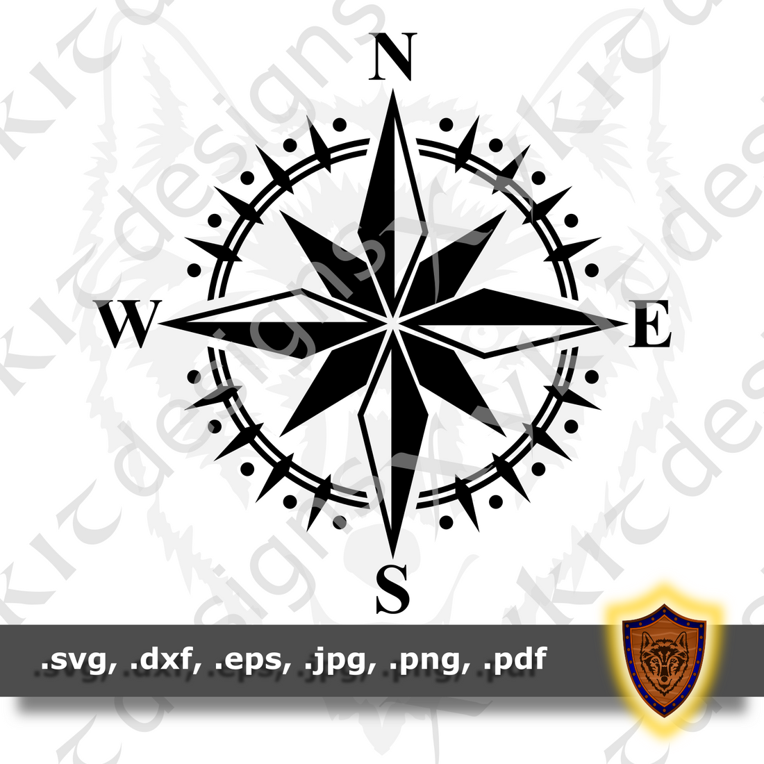 Elegant Compass Rose - Silhouette - Engraving- T-shirt SVG design (Dig ...