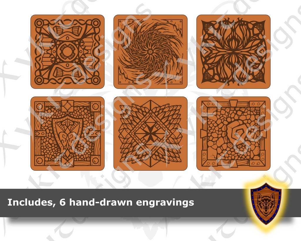 Square Dice Box with hand-drawn engravings - Vector Files (Digital Dow ...